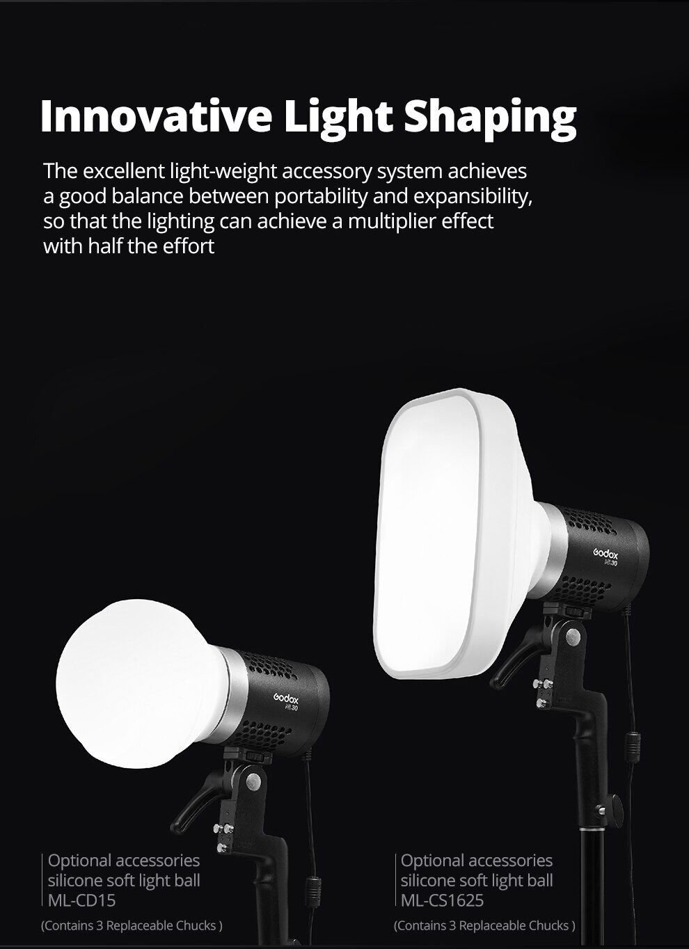 Godox ML-CD15 ML-CS162 Silica Gel Diffusion Dome Kit Ball lampshade ...