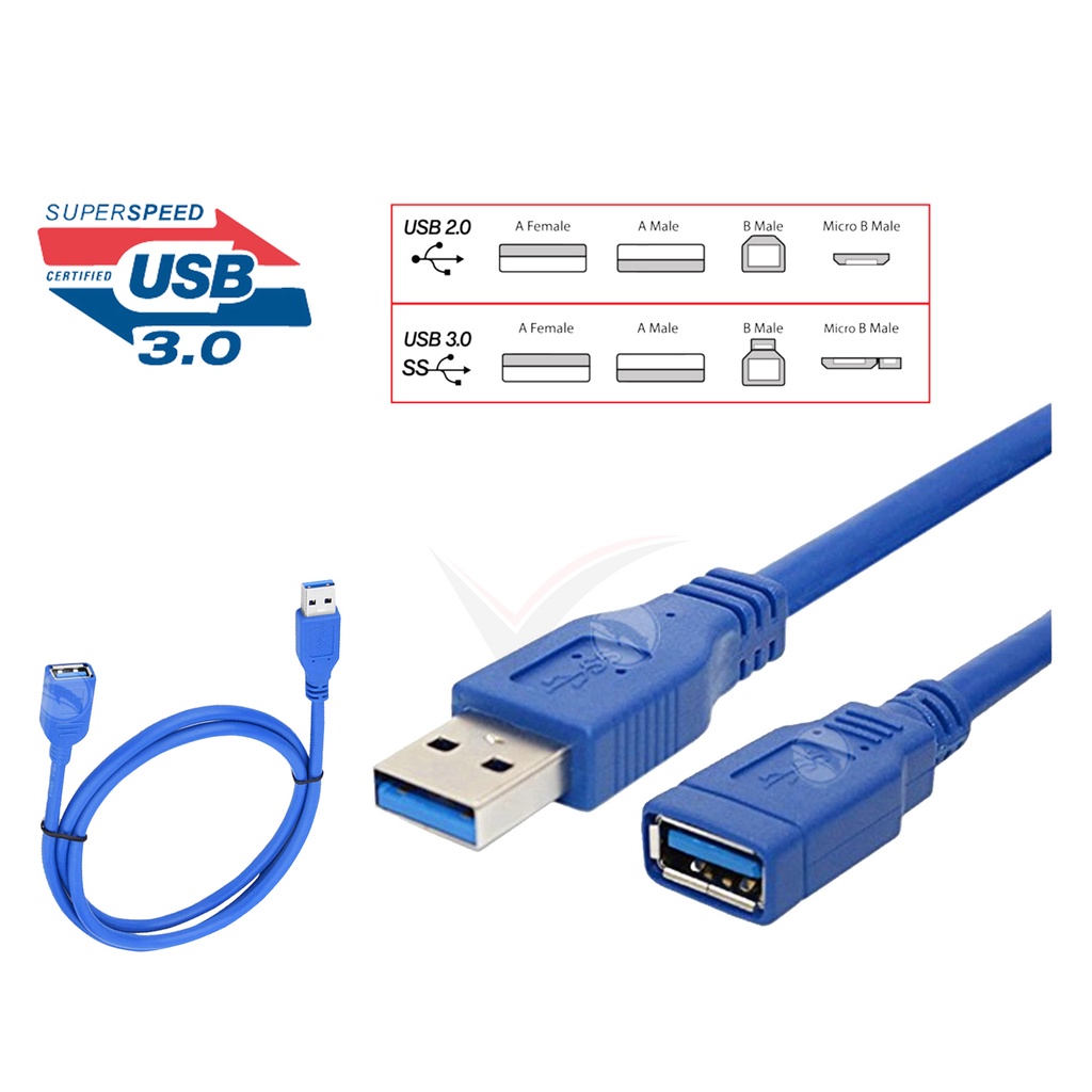 Vstech USB 3.0 Type A Male to Female USB Cable (1M/1.5M/3M/5M) | Shopee ...