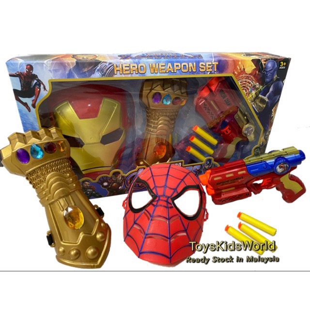 Avengers Super Hero Spiderman / Iron-Man Weapon Toys Kids Set 🔥Ready ...