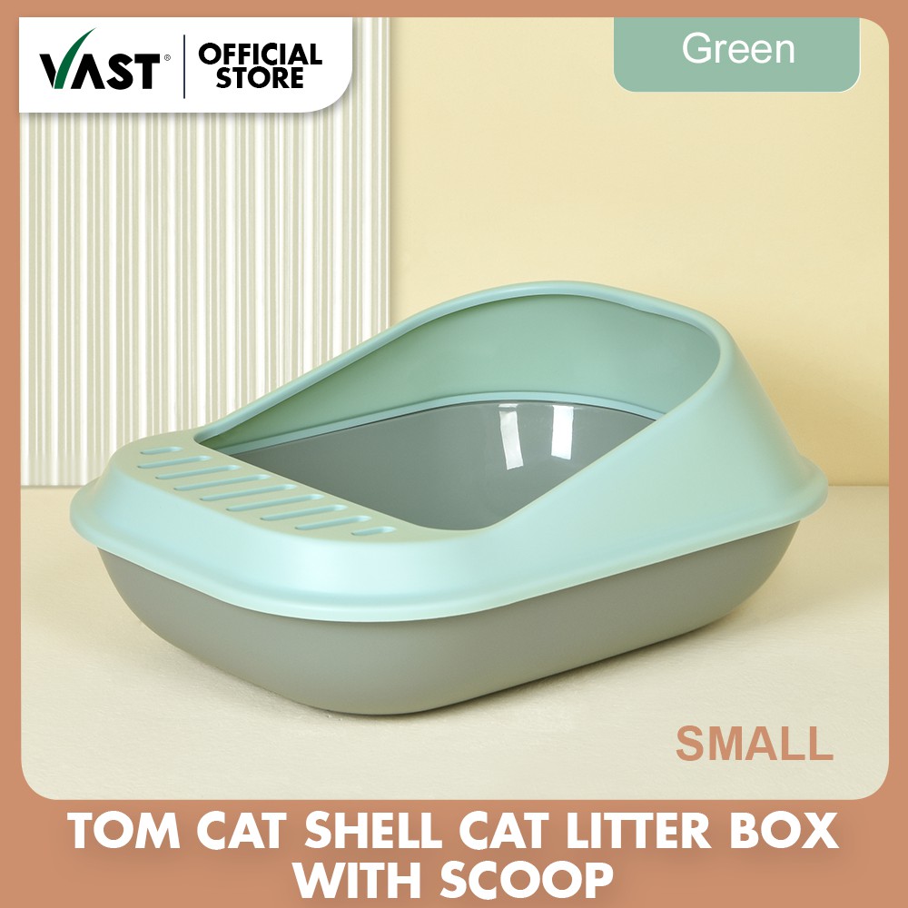 TOM CAT SHELL CAT LITTER BOX WITH SCOOP | SMALL | GREEN | Shopee Malaysia