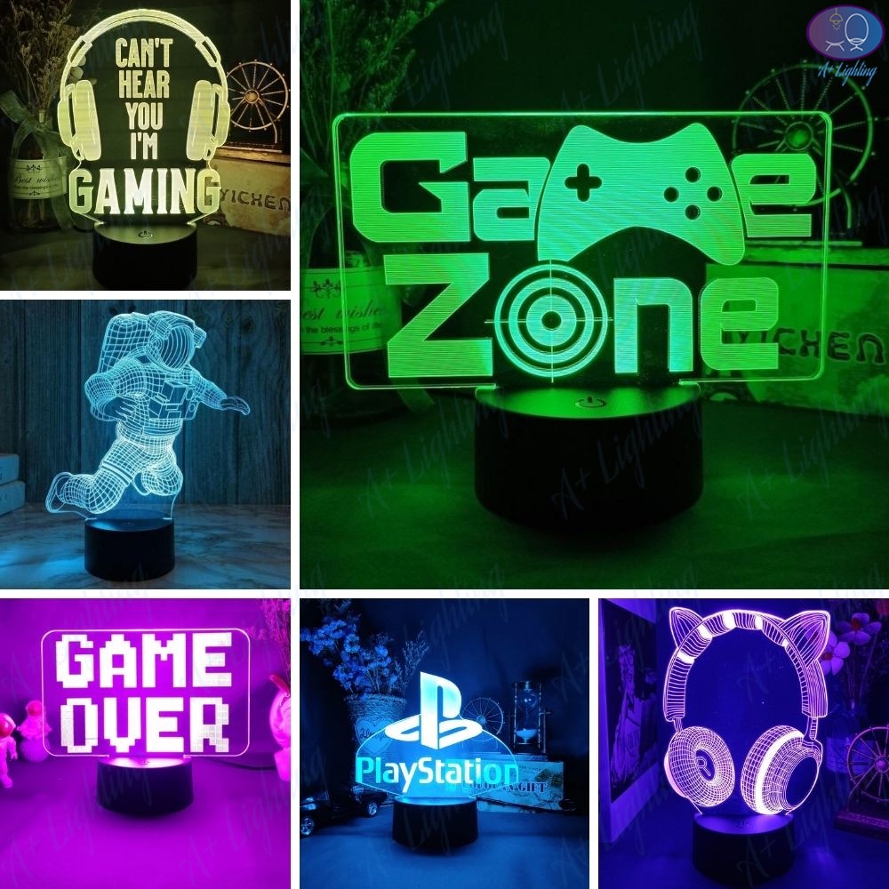 【Ready Stock】7 Colour 3D LED Lamp Gaming Room Lighting Game Night Light ...