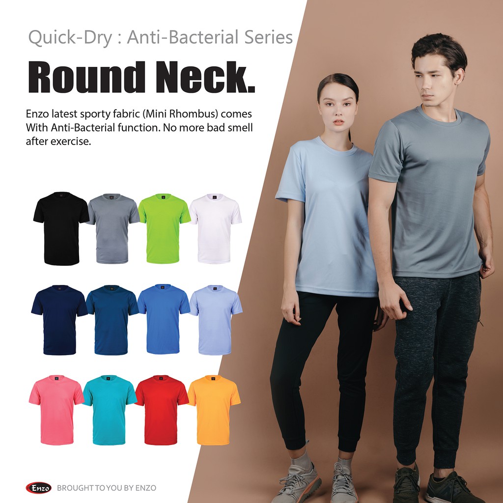[READY STOCK] -1850- Enzo Plain Quick Dry Round Neck | T SHIRT | BAJU ...