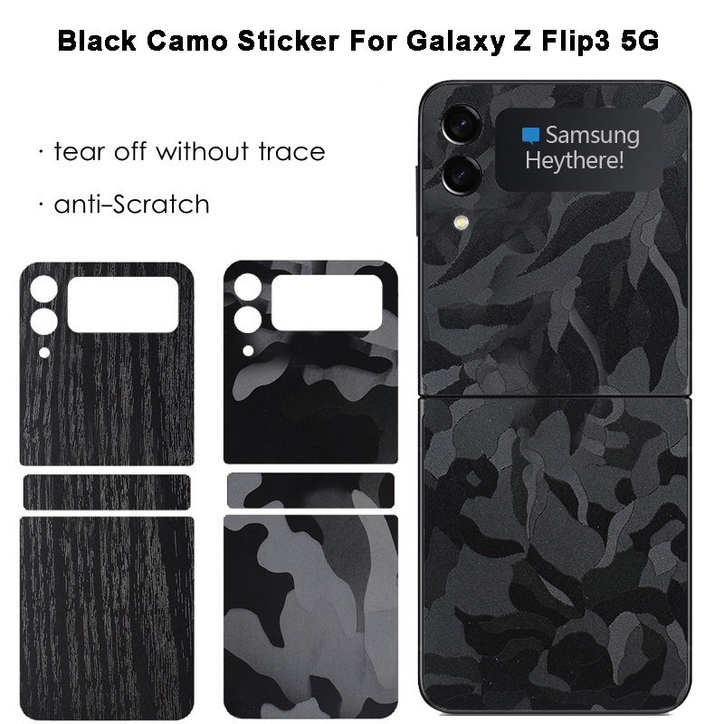 3D Black Camo Anti-Scratch Phone Sticker For SAMSUNG Z Flip3 5G Back ...
