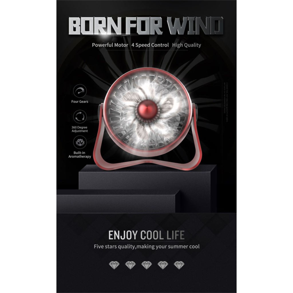 LEMOISTAR F3 DESK FAN WITH AROMA USB BABY 4 SPEED RECHARGEABLE BATTERY ...