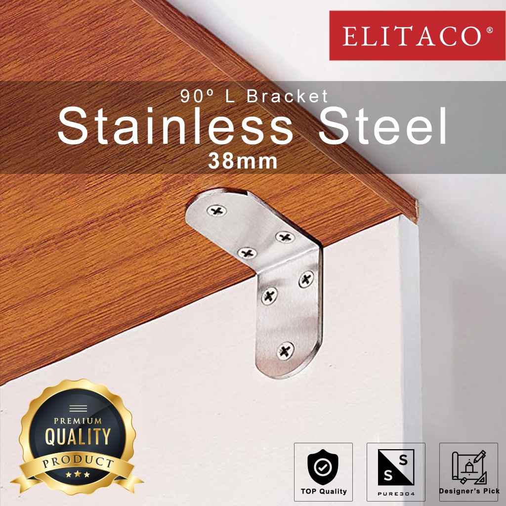 【ELITACO】 Width 38mm Stainless Steel L Type Bracket 90 Degree Angle ...