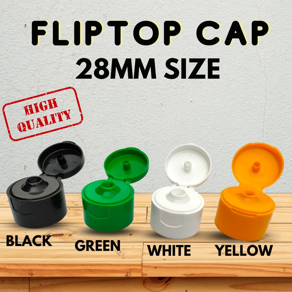 28mm Flip Top Plastic Cap- White/ Green/ Yellow/ Black Color/Penutup ...
