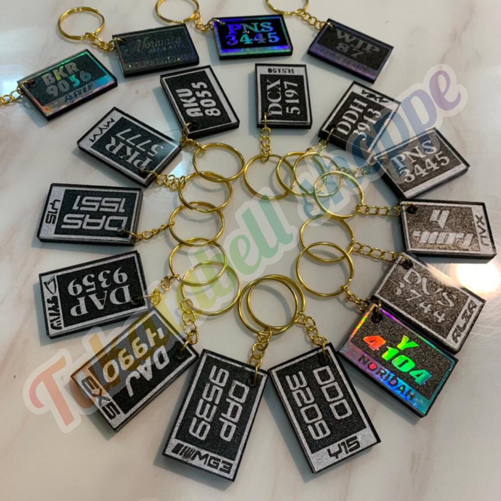 Customize keychain no plate kereta@motor/keychain costom made by laser ...