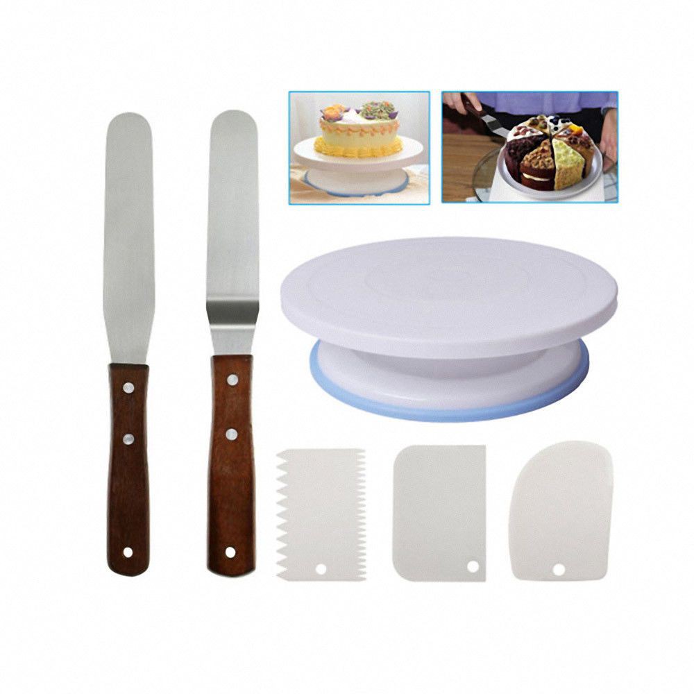 6 pcs in 1 Pelapik Putar Deko Kek Rotating Cake Decorating Turntable ...