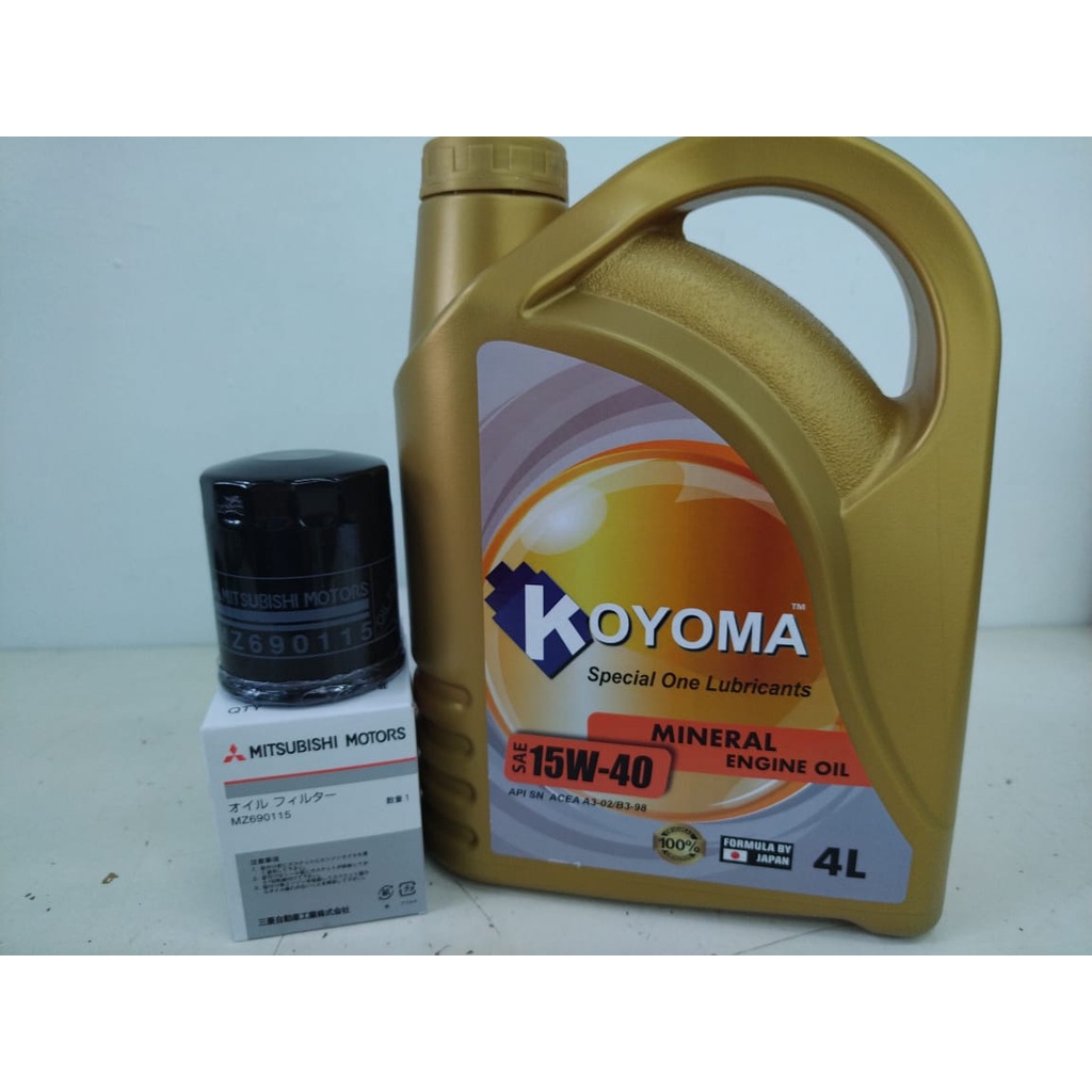 MITSUBISHI / PROTON MZ690115 OIL FILTER + KOYOMA 15W40 MINERAL ENGINE ...