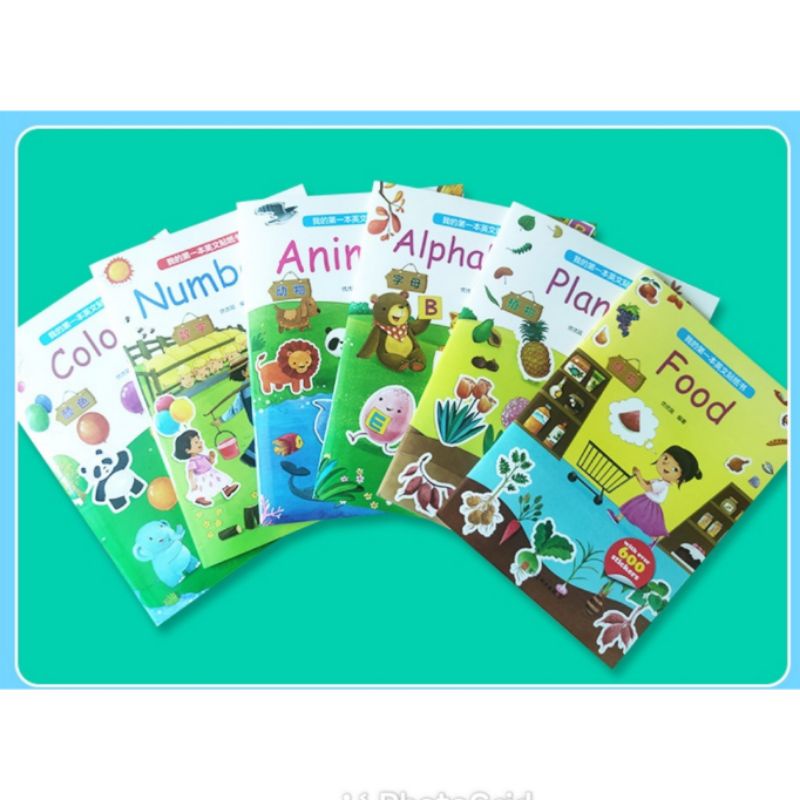6 In 1 My First English Sticker Book Early Education Sticker Book