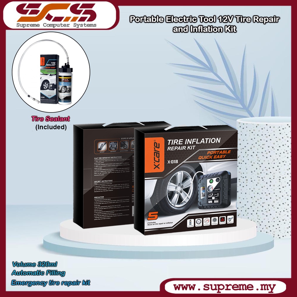 Car Emergency Flat Tire Repair and Inflation Kit Portable Electric Tool ...