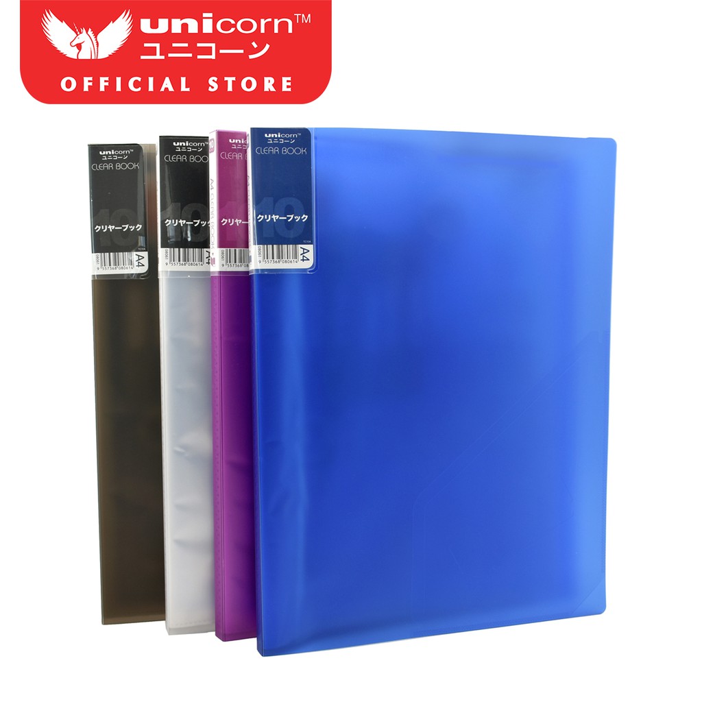 Unicorn 10/20/30/40 Pockets A4 Size Transparent Coloured Cover Clear ...