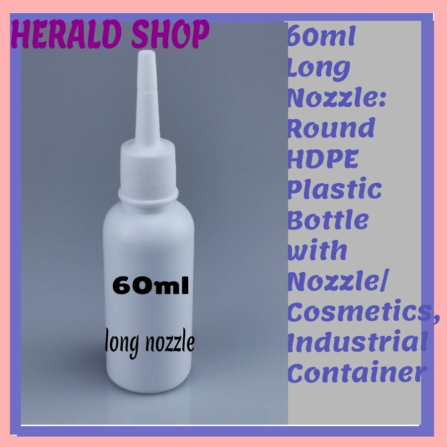 60ml Long Nozzle: Round HDPE Plastic Bottle with Nozzle/ Cosmetics ...