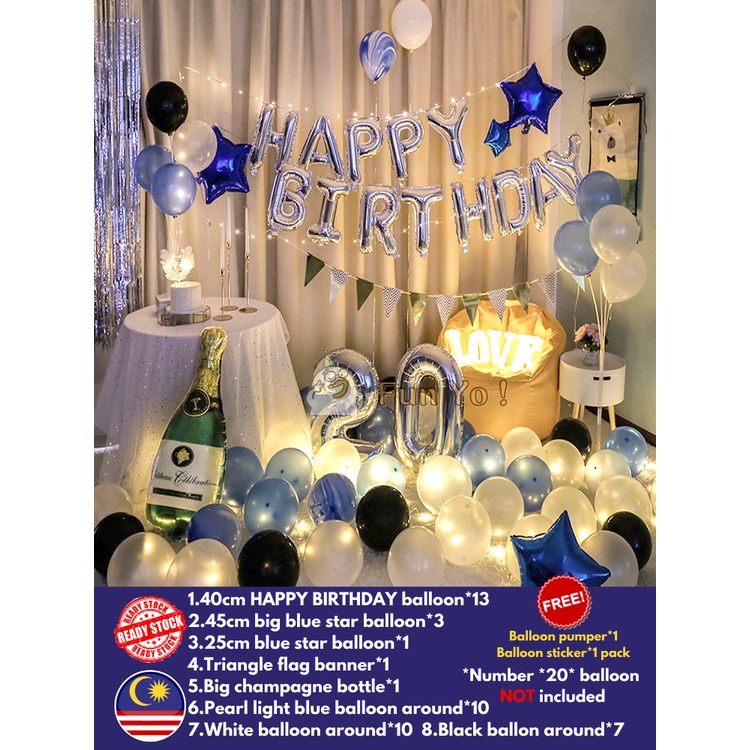Happy Birthday Balloon All In One Set Party Decoration For Free Pump ...