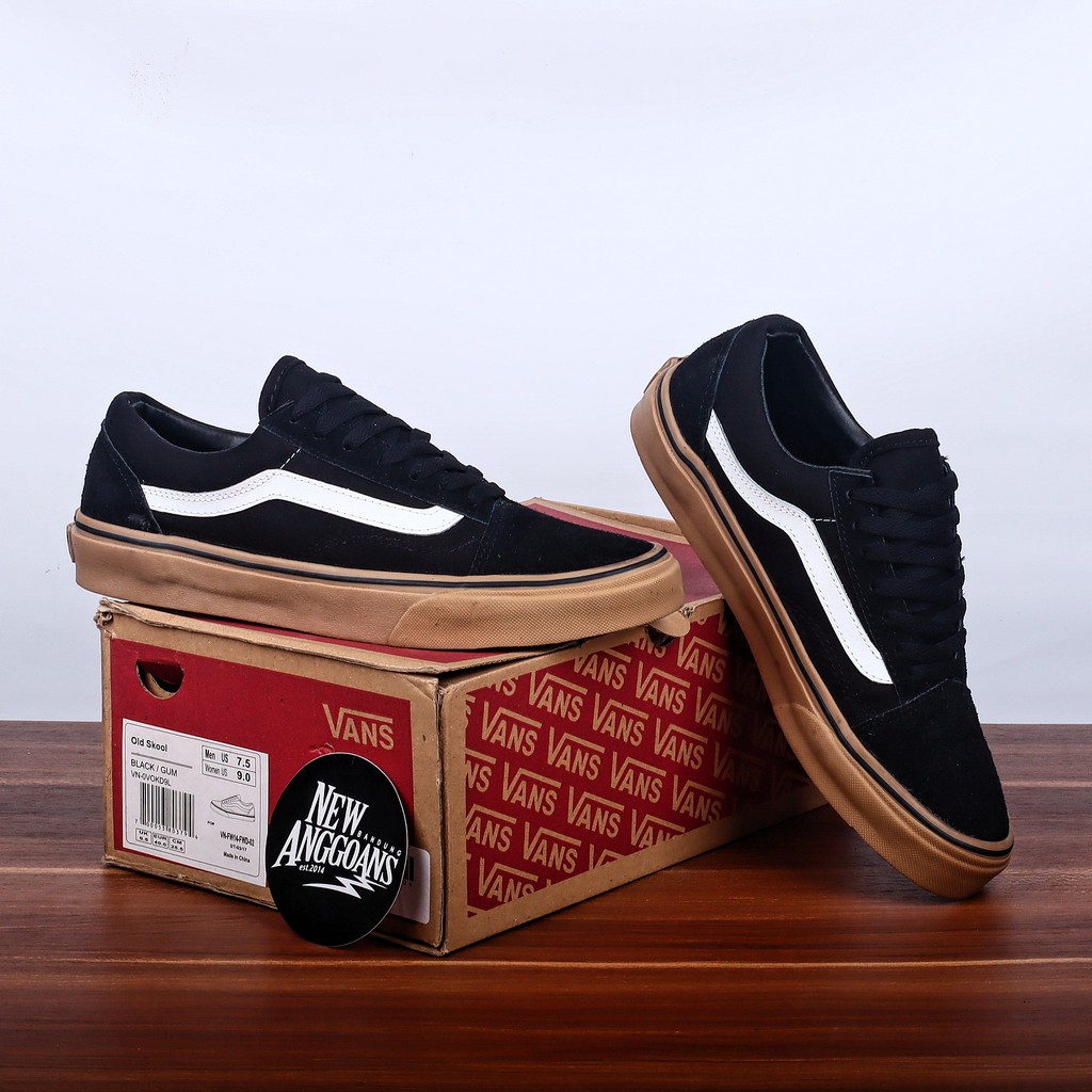 HITAM PUTIH Vans OLDSKOOL BLACK BLACK BLACK GUM LIST WHITE WHITE Shoes ...