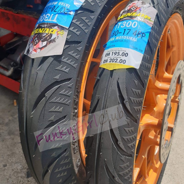 DUNLOP TT300 TUBELESS TYRE Diamond 90/80-17 (2021) | Shopee Malaysia