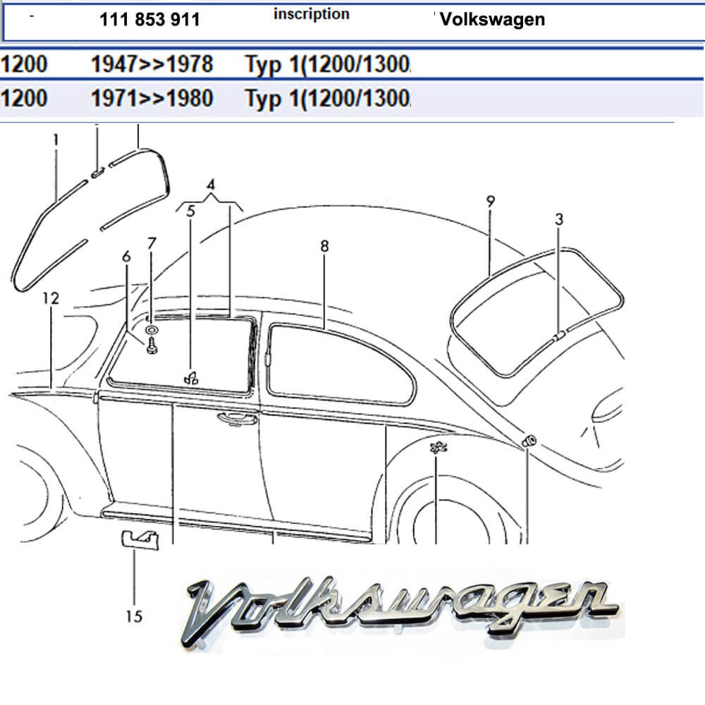VW Front Script Emblem 'VOLKSWAGEN' And Front Hood 'VW' Enblem Logo ...