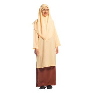 Baju Kurung Sekolah Rendah Menengah Putih Biru Beige MRSM Kain Licin ...