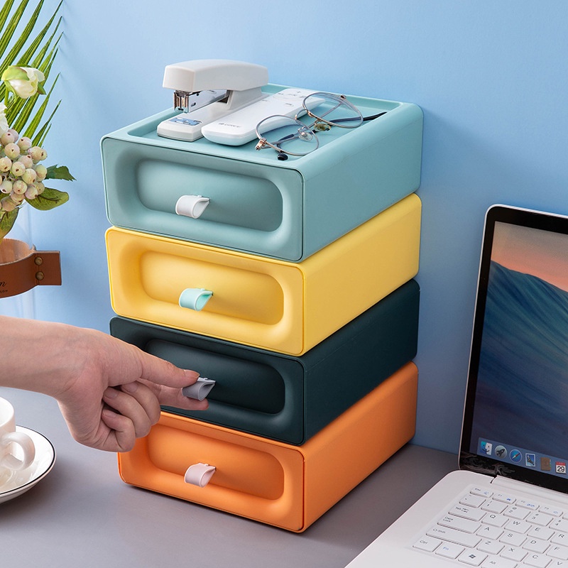 Colourful Stackable Drawer Desktop Storage Box Cosmetic Desk Student ...