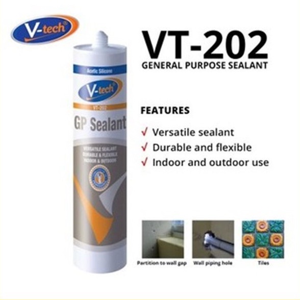 280gm Silicone V-TECH All Purpose Acetic Silicone Sealant (VT-202 ...