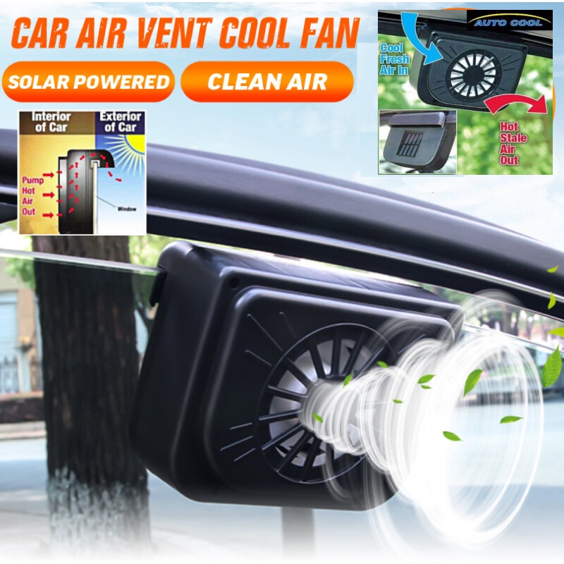 Universal Solar Powered Car Auto Cooler Ventilation Solar Sun Powered ...
