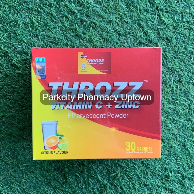 Throzz Vitamin C+ Zinc Effervescent Powder Sachet 30s (Citrus Flavour ...