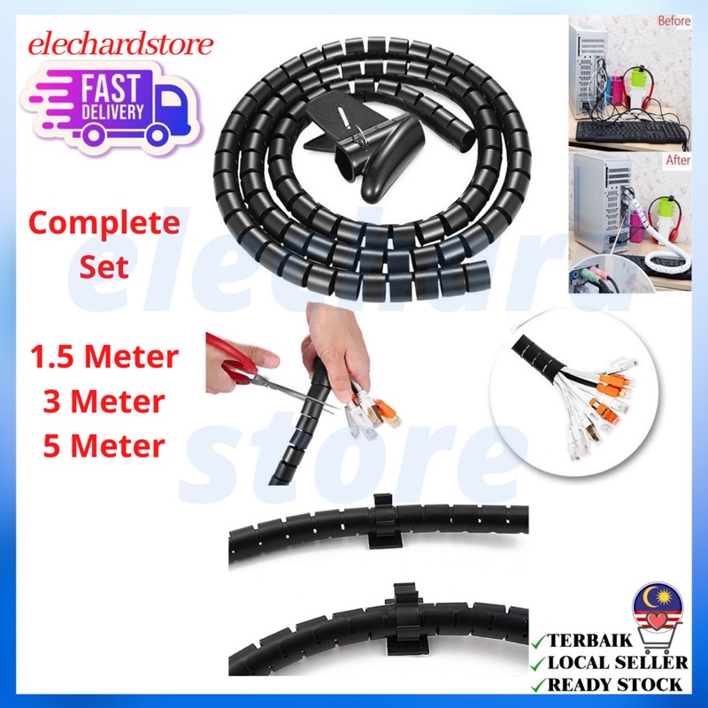 Complete Set Cable Organizer Cable Management Tube Wire Wrap Tube ...