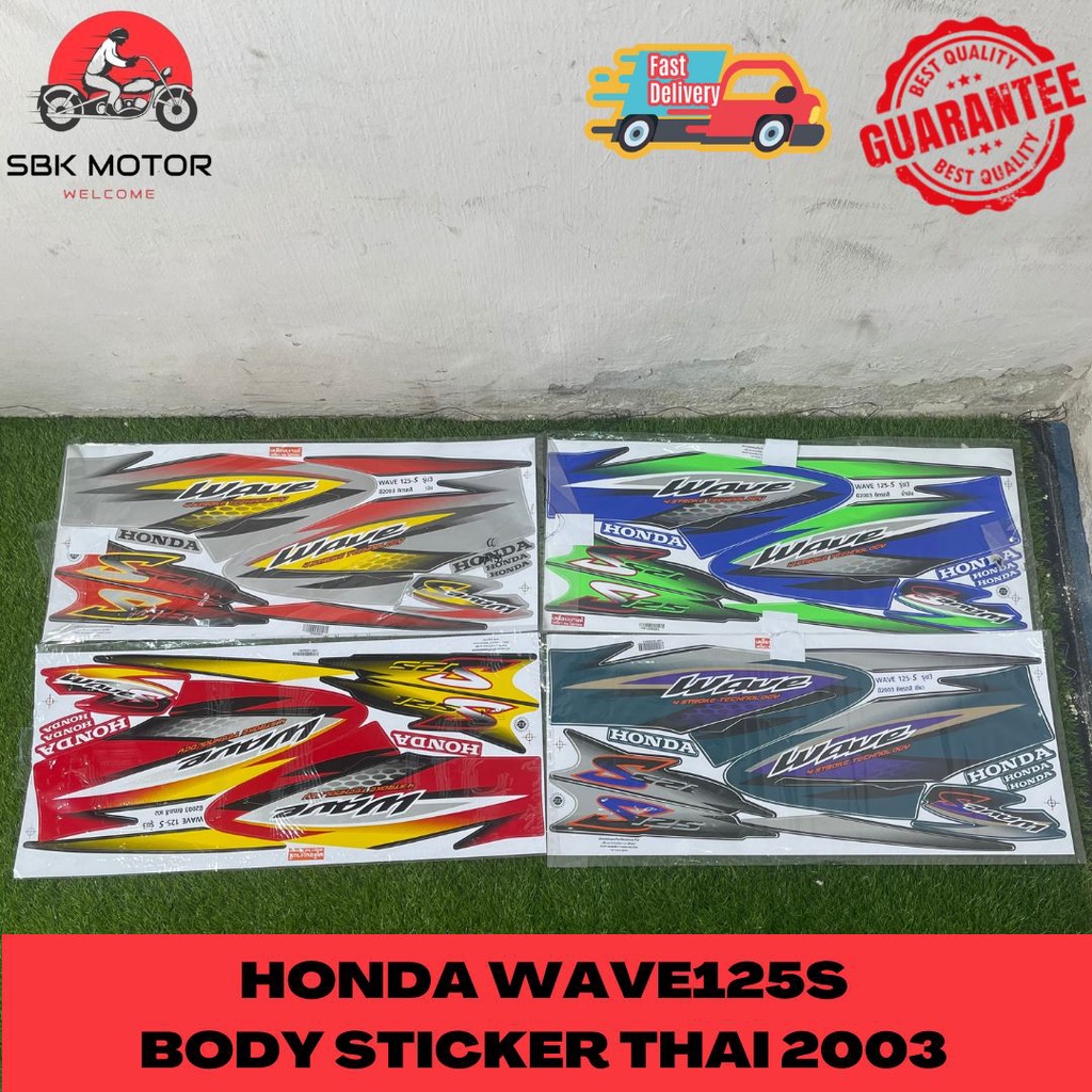🔥【SBK MOTOR】HONDA WAVE125S Thailook Body Cover Set Sticker 2003 | Red ...