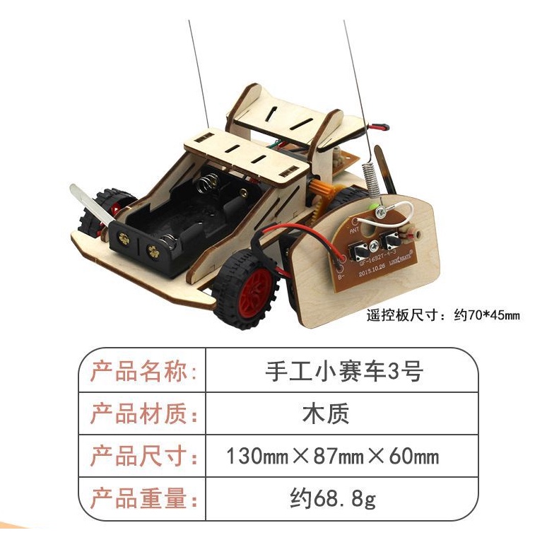 (PROJECT RBT) DIY Assembled RC Racing Car Model Kit Wooden Kids Science ...