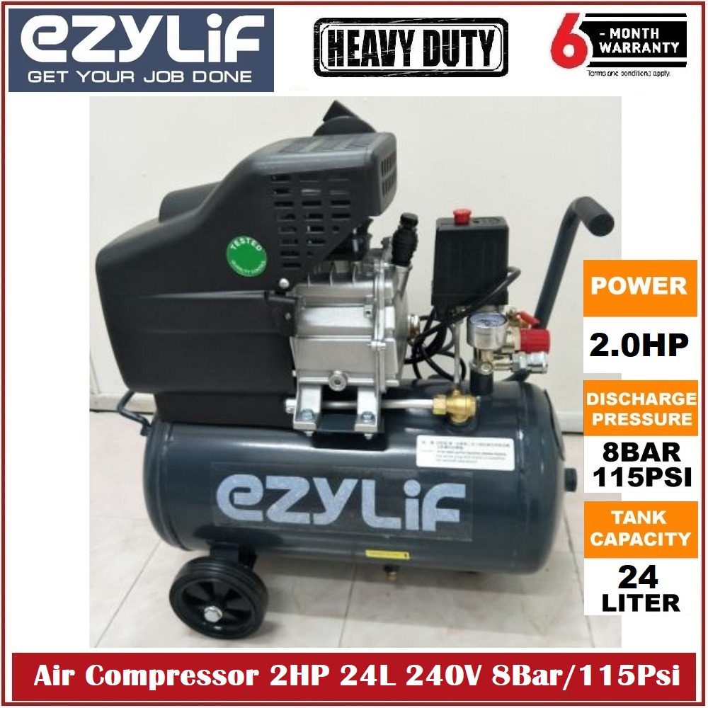 EZYLIF Air Compressor 2HP 24L 240V 8Bar/115PSI CG2T - 6 Months Local Warranty - | Shopee Malaysia