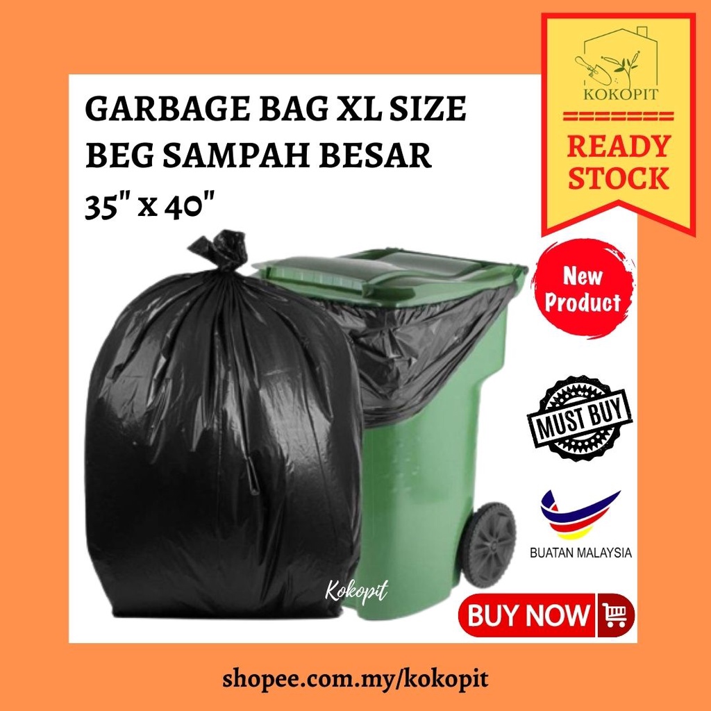Heavy Duty Garbage Bags XL Size 35" X 40" / Plastic Beg Sampah Besar ...