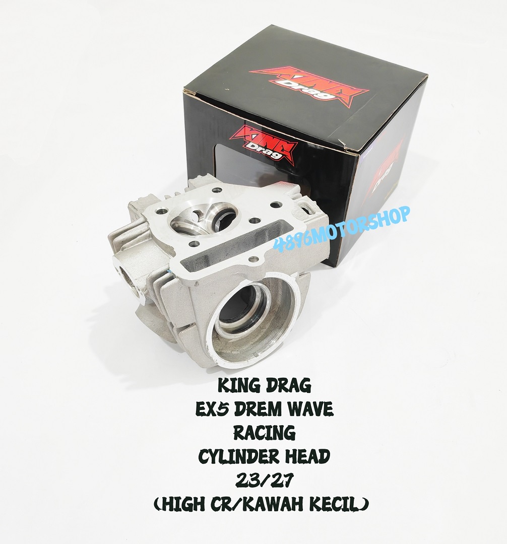 KING DRAG / LEO RACING CYLINDER HEAD 23/27 EX5 DREAM WAVE100 W100 WAVE MR1 CLASS HIGH CR KECIL ...