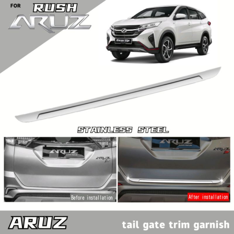 Vemart Perodua aruz rear tail gate trim garnish stainless steel ...