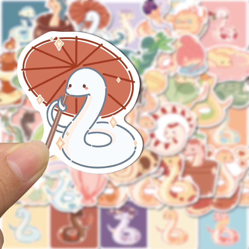 50pcs Cartoon cute snake Stickers Water Cup Laptop Decorative Cartoon ...
