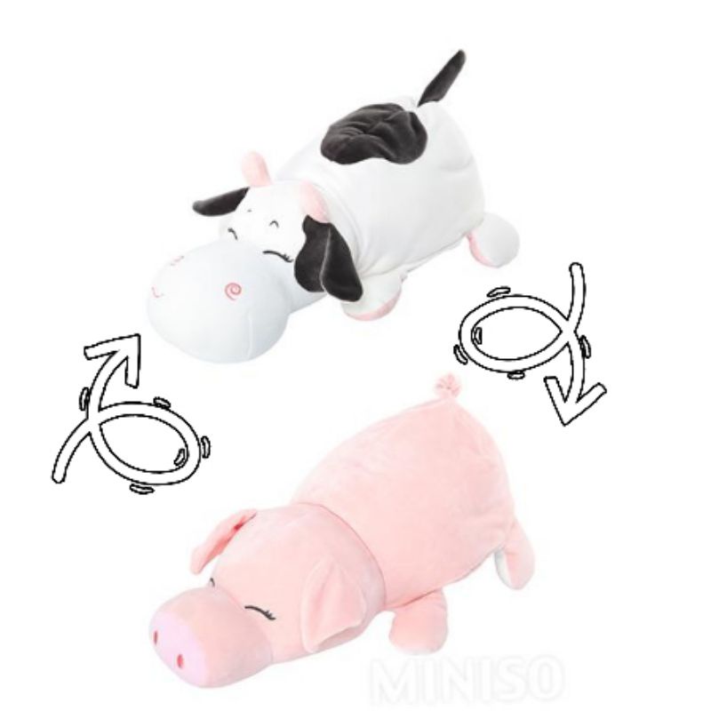 Authentic Rare Miniso Life Transforming Reversible Cow / Pig Plush Soft ...