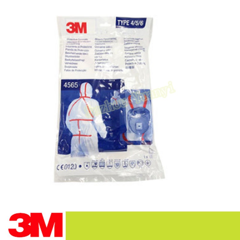 1PCS 3M 4565 Hooded Coverall,White/Red,Elastic Dust-proof, chemical ...