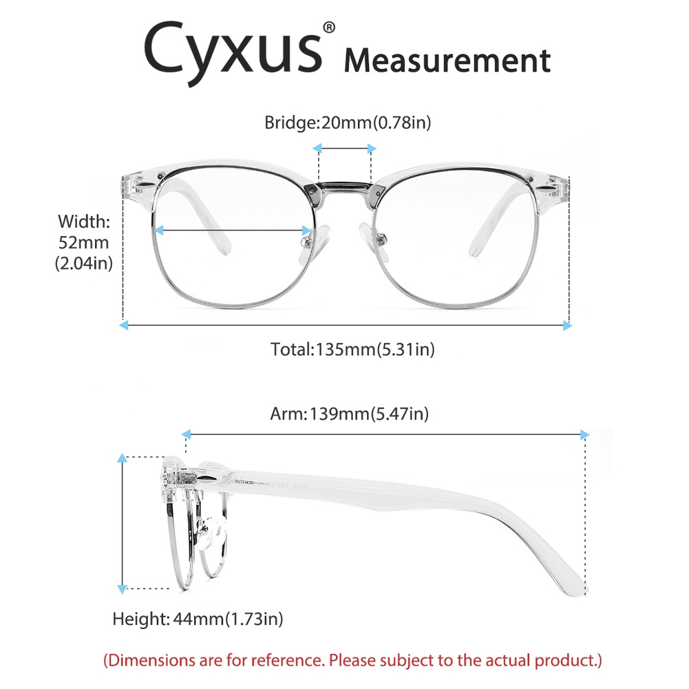 Cyxus Anti Blue light Computer Gaming Glasses Half Rim Eyestrain for ...