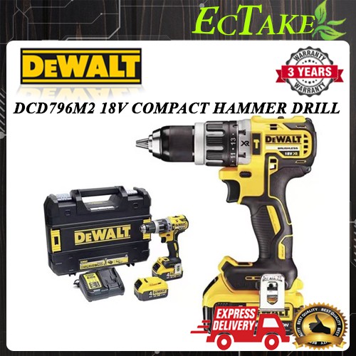 [ECTAKE] DEWALT DCD796M2 18V Brushless Compact Hammer Cordless Drill ...
