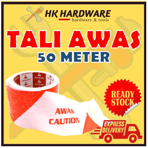 PLASTIK TAPE PITA AWAS MERAH PUTIH CAUTION HAZARD TAPE RED WHITE THICK ...
