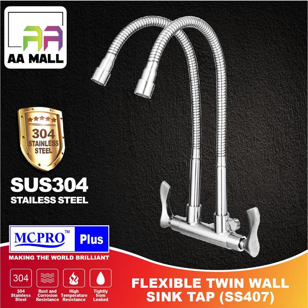 MCPRO Plus Stainless Steel SUS 304 Kitchen Faucet FLEXIBLE TWIN WALL ...