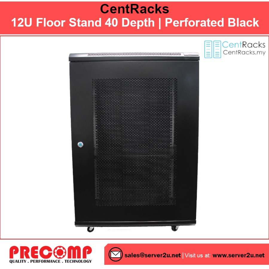 CentRacks 12U (40cm x 60cm x 53cm) Perforated Floor Stand Server Rack ...