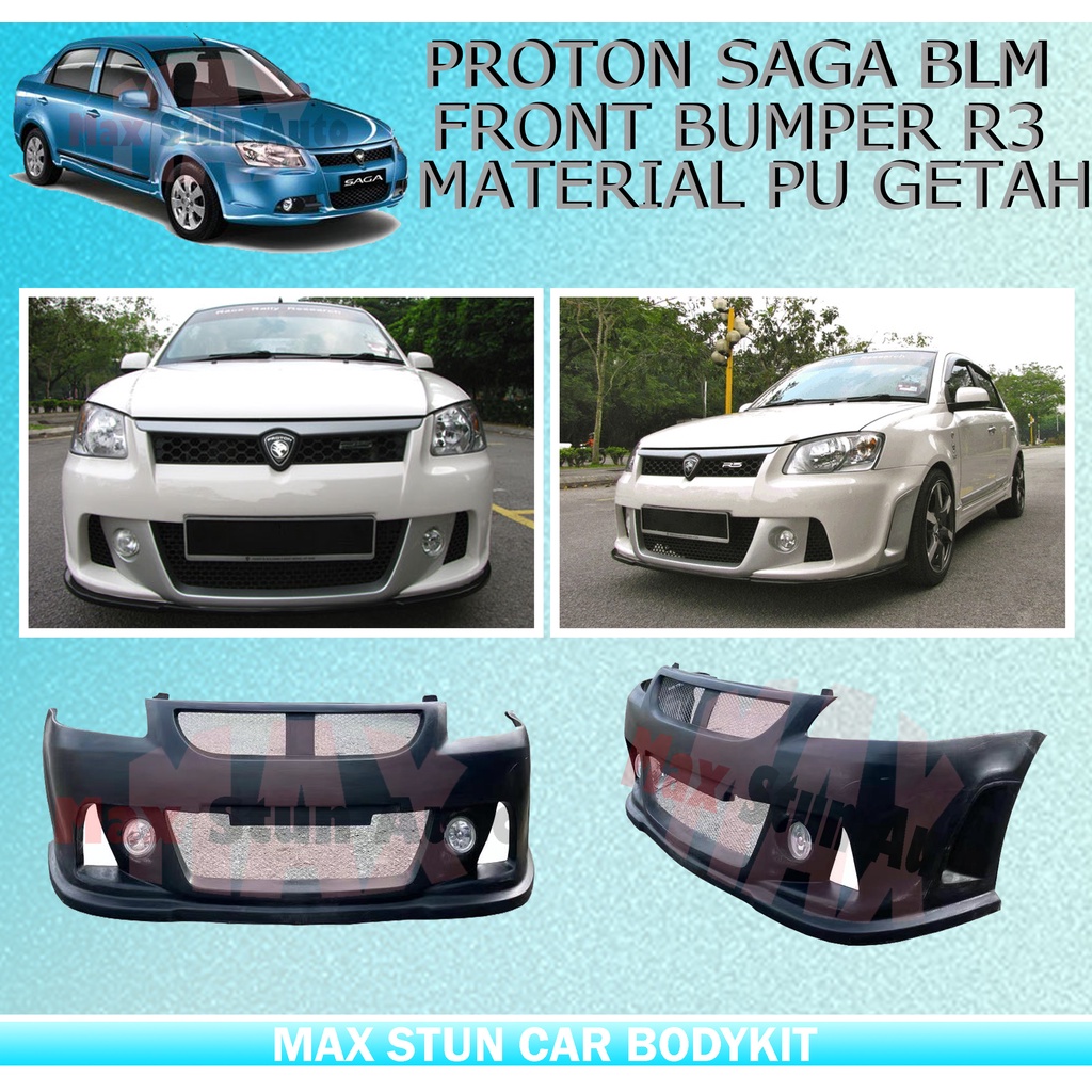 PROTON SAGA BLM FRONT BUMPER R3 DESIGN WITH FOG LAMP MATERIAL PU GETAH ...