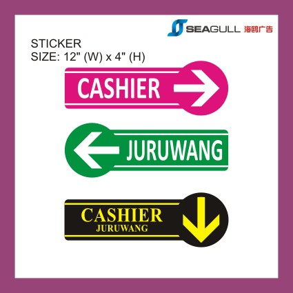 Cashier Please Pay Here Please Register Here Sila Bayar Sini Sticker ...
