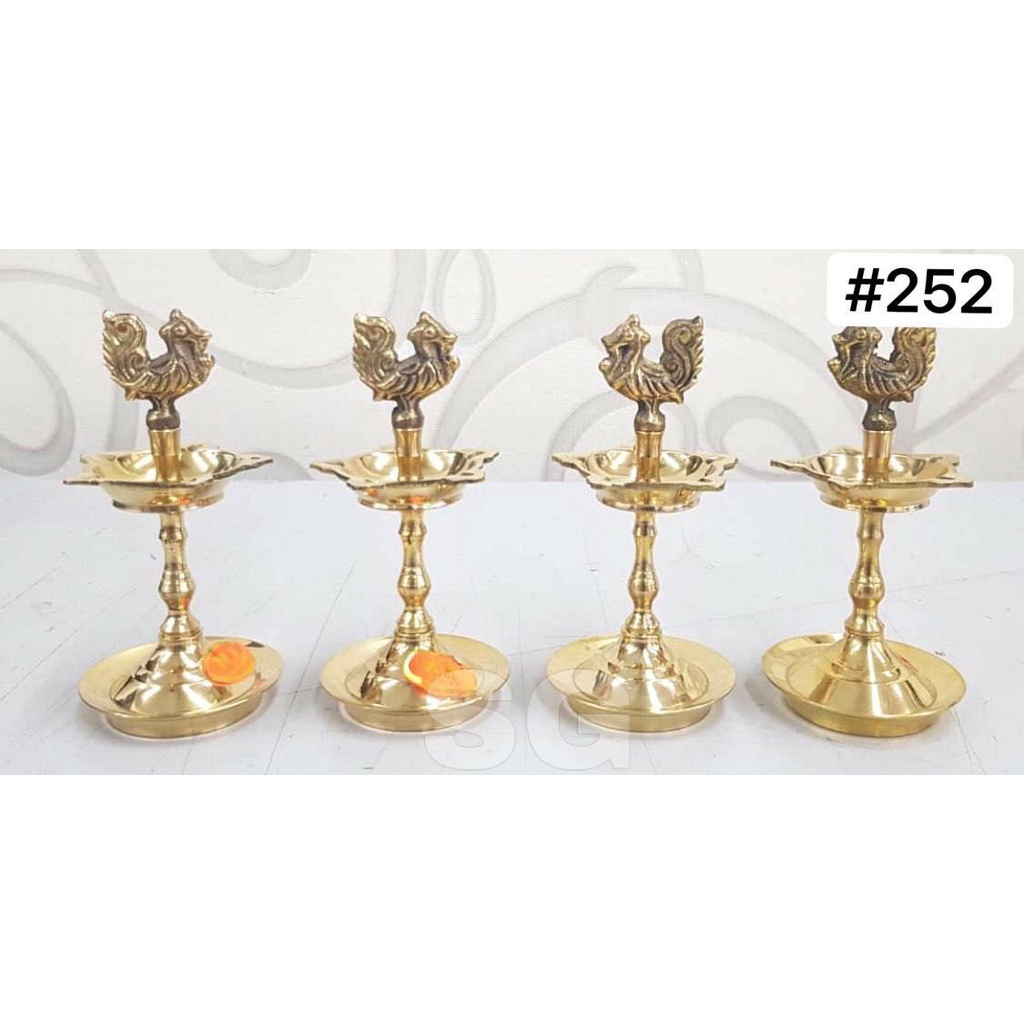 2 Pair Of Brass / Vengalam Annam & Vel Karaikudi Kuthuvilaku ( Smallest ...