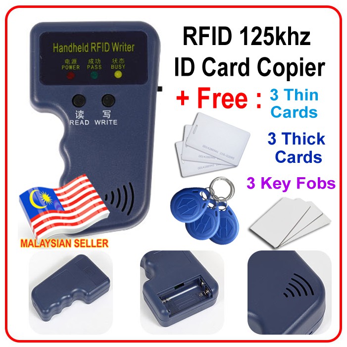 Access card copier duplicator ID 125khz RFID cloning handheld device + free copy cards and key ...