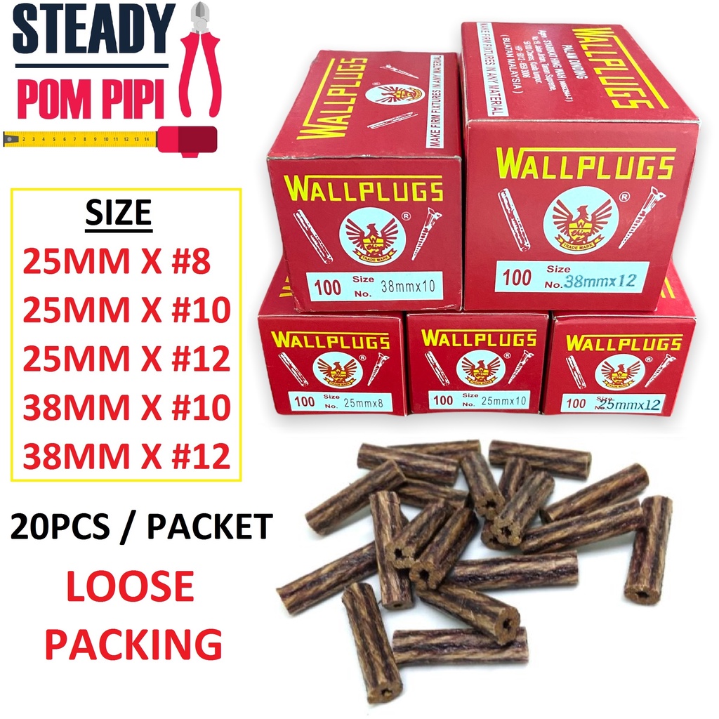 25MM / 38MM WOOD WALL PLUG FOR SCREW / PALAM DINDING KAYU / WALL PLUG ...