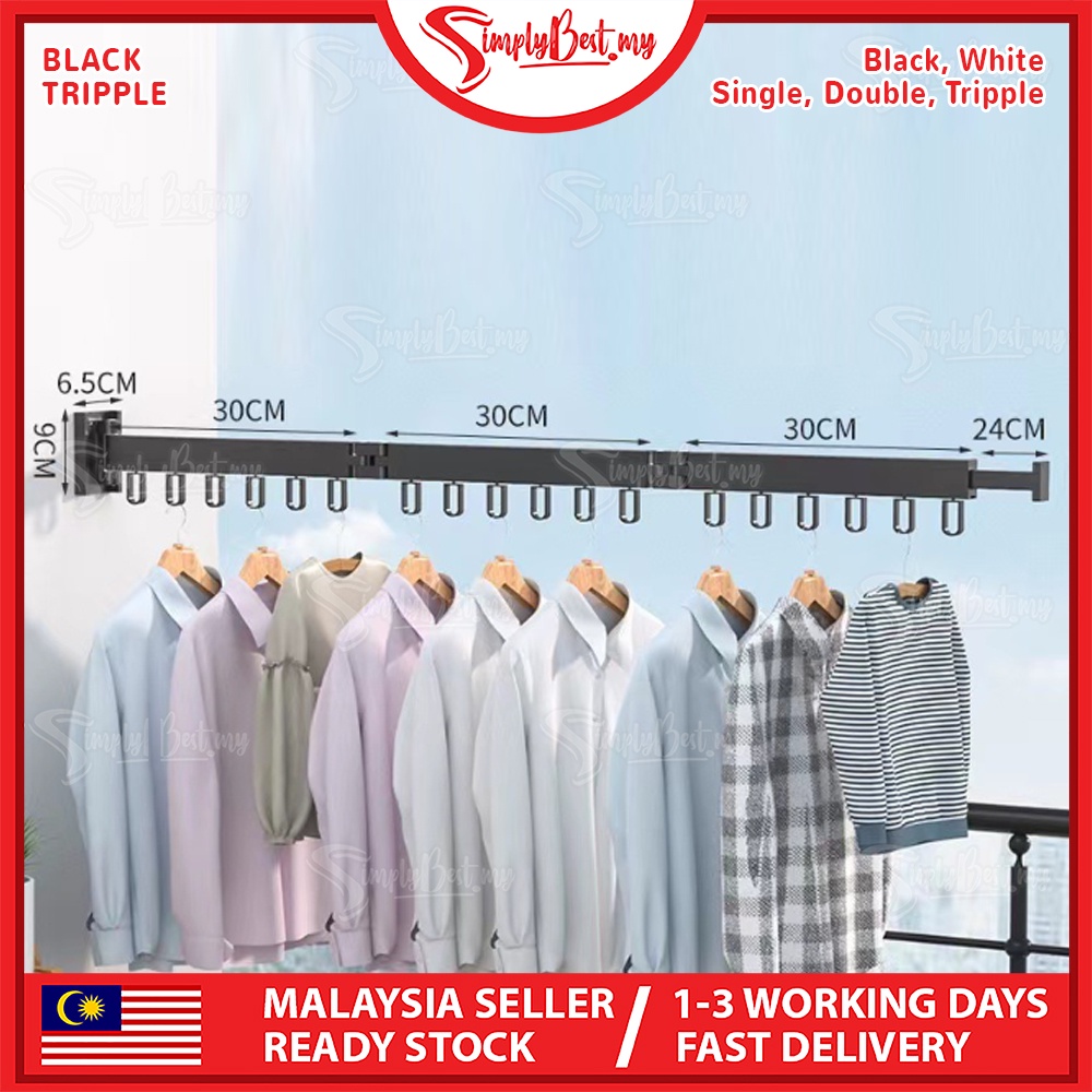 SIMPLYBEST Clothes Drying Rack Foldable Wall Mounted Space Saver ...