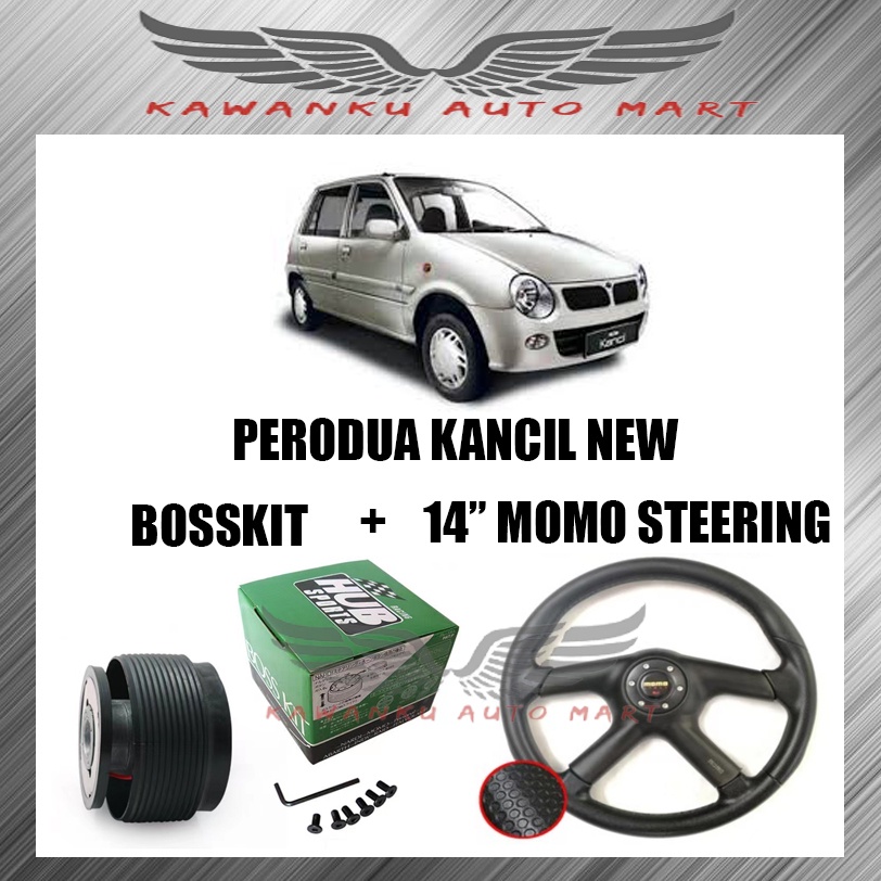 PERODUA KANCIL NEW 14'' MOMO STEERING WHEEL 4 SPOKE WITH BOSSKIT SET ...