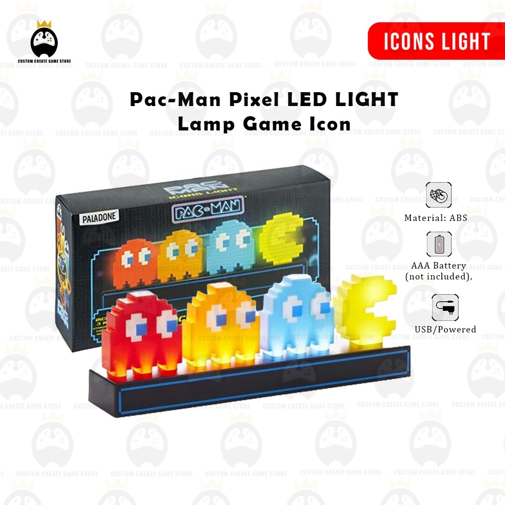 Icon Light Pac Man Pixel Lamp Visual Illusion 3D Game Icon Light LAMPU ...
