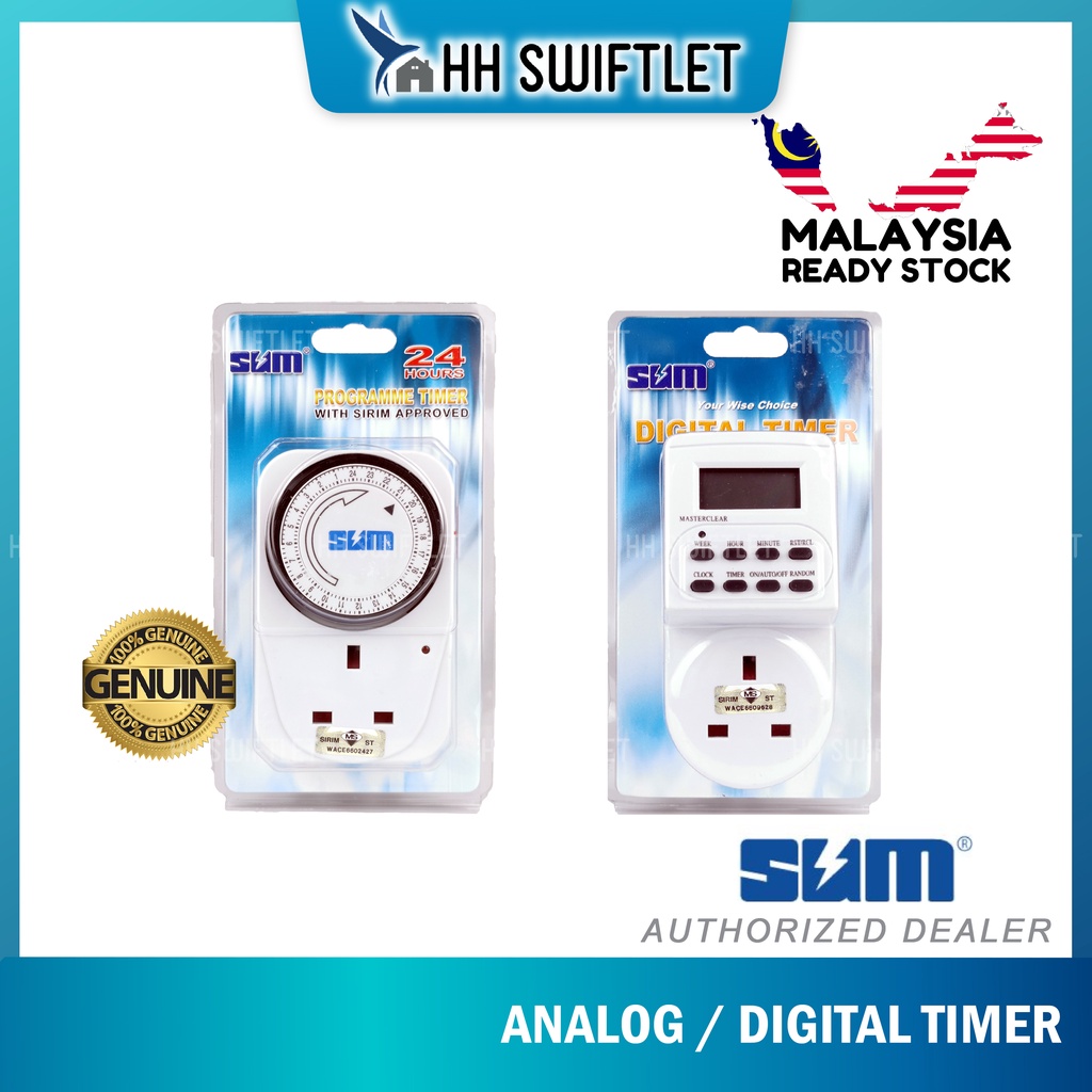 SUM 3 Pin Plug-in Digital/Analog Timer 24 Hours with SIRIM Certified | Shopee Malaysia